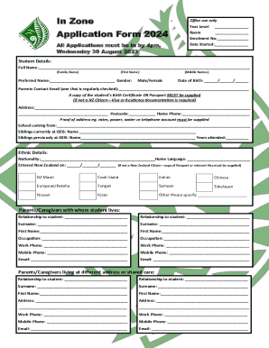 Fillable Online In Zone Application Form 2024 Fax Email Print - pdfFiller
