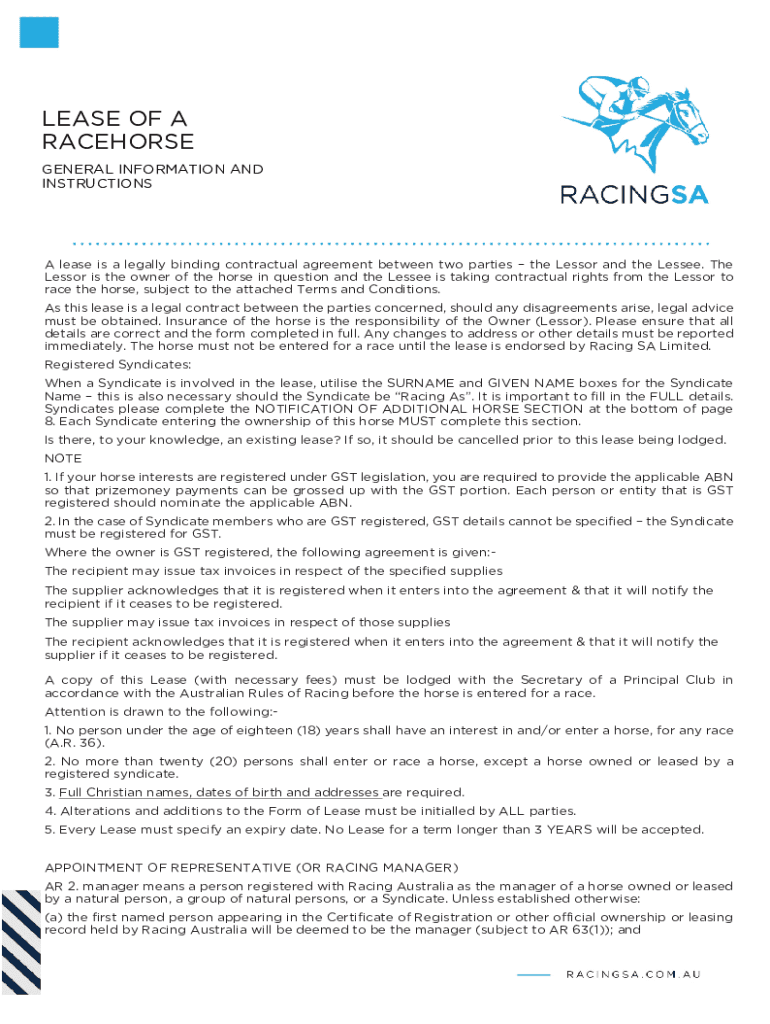 Fillable Online Horse lease agreement. Lessee is entitled to ride and ...