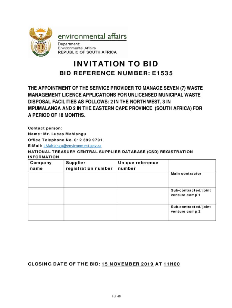 Fillable Online invitation for bid (ifb) for hazardous waste disposal ...