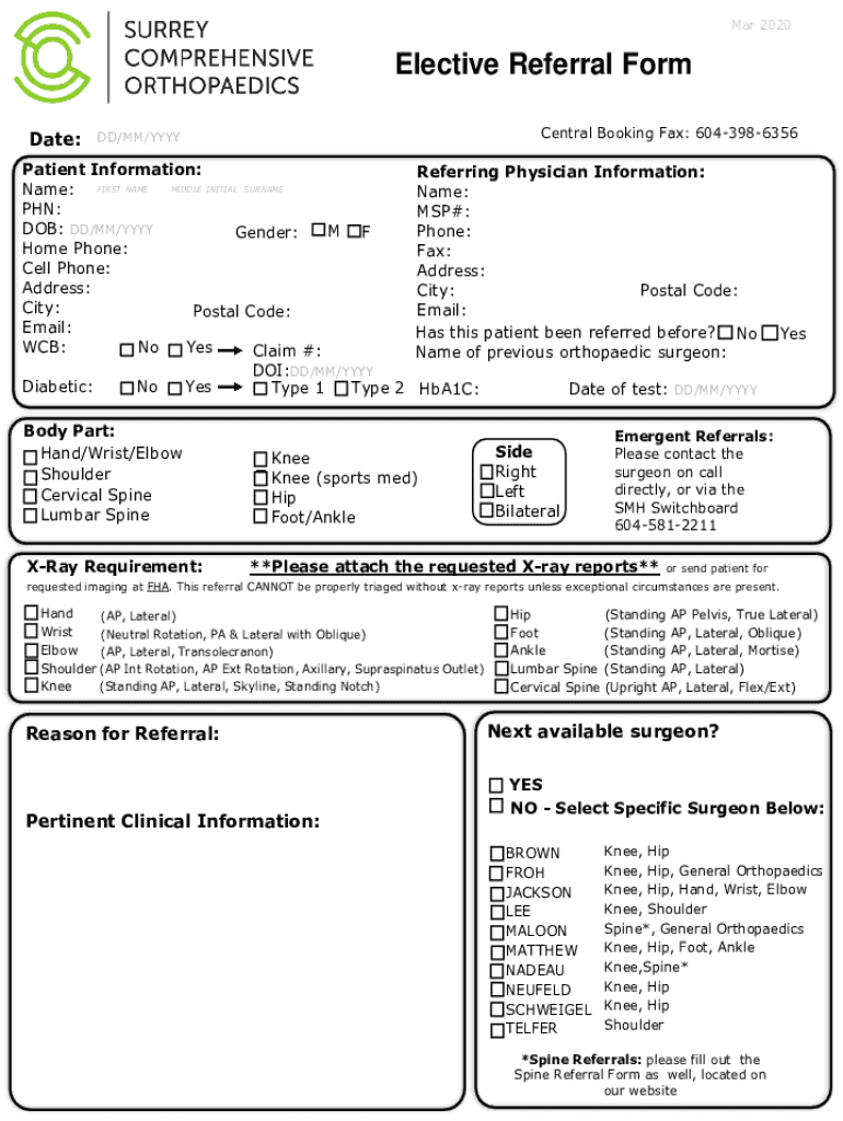 Fillable Online Elective Referral Form Fax Email Print - pdfFiller