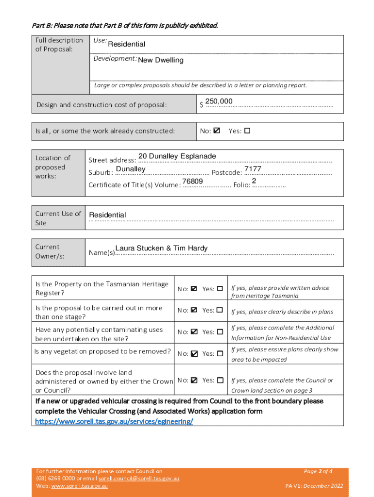 Fillable Online 20 Dunalley Esplanade, Dunalley Fax Email Print - pdfFiller