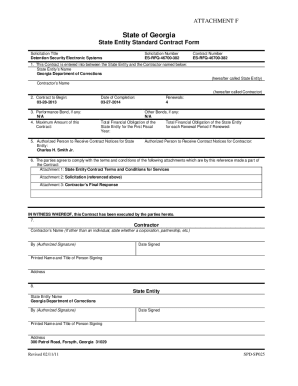 Fillable Online State of Georgia - State Entity Standard Contract Form ...