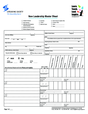 Fillable Online New Leadership Master Sheet Fax Email Print - pdfFiller