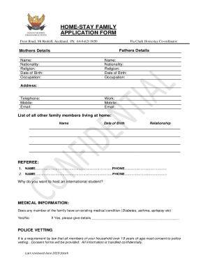 Fillable Online HOME-STAY FAMILY APPLICATION FORM Fax Email Print ...