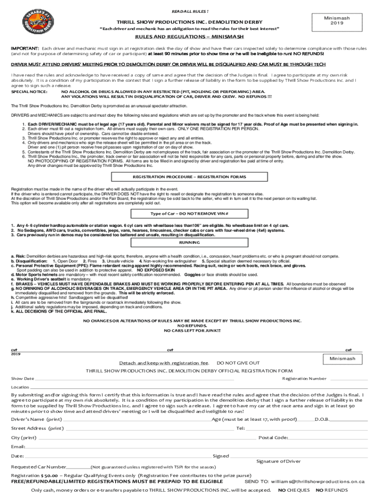 Fillable Online Rules and RegulationsMinismash Fax Email Print - pdfFiller