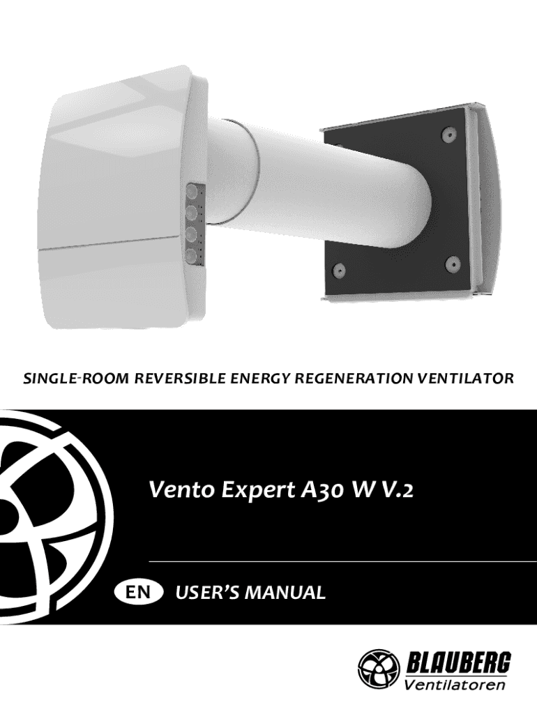 Fillable Online Energy recovery ventilator Vento DUO A30 W Fax Email ...