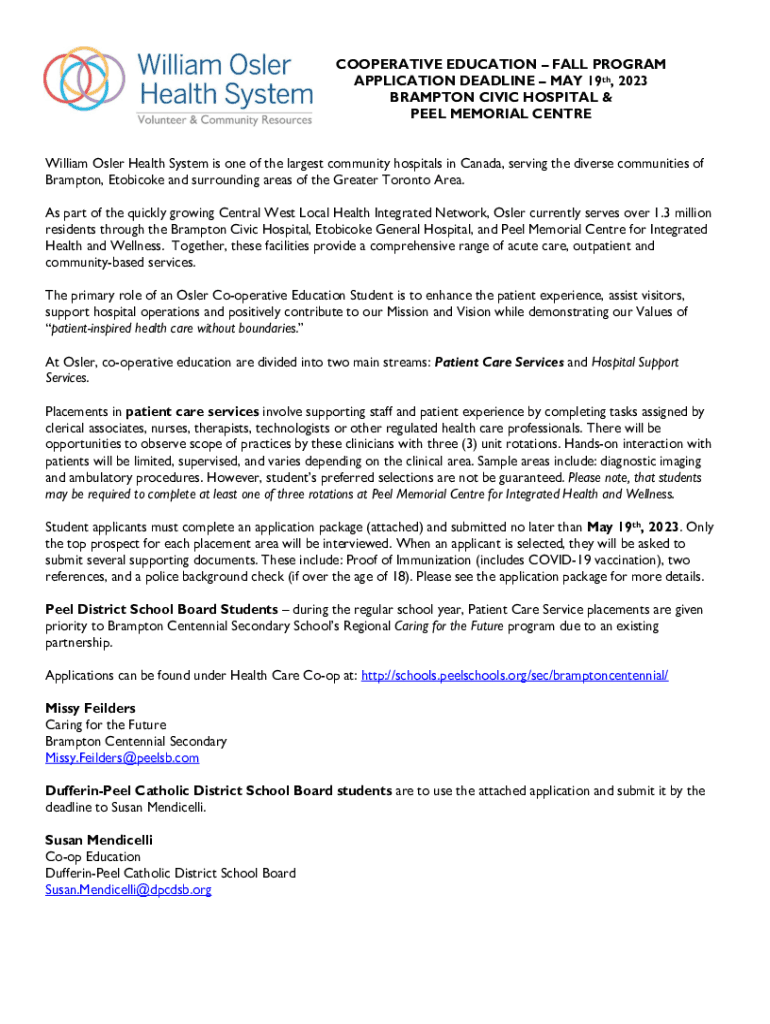 Fillable Online William Osler Health System is one of the largest ...