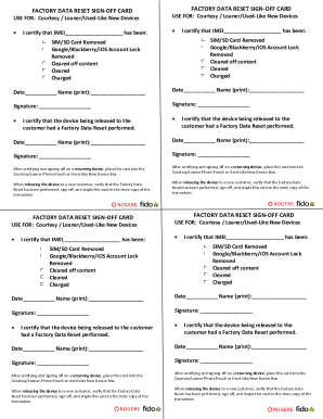 Fillable Online factory data reset sign-off card Fax Email Print ...