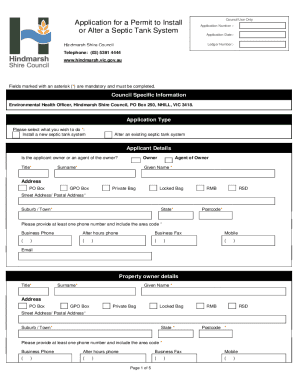 Fillable Online APPLICATION FOR SEPTIC TANK SYSTEM PERMIT TO ... Fax ...