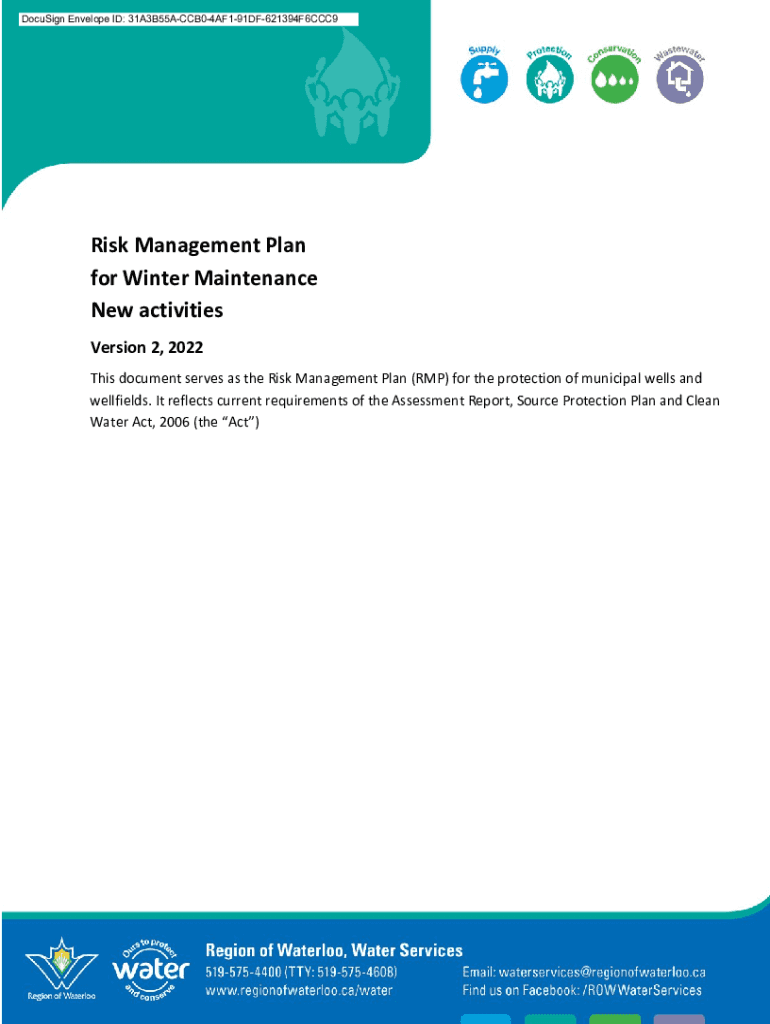 Fillable Online Risk Management Plan template for winter maintenance ...
