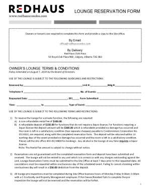 Fillable Online CLUB HAUS LOUNGE RESERVATION INSPECTION FORM Fax Email ...