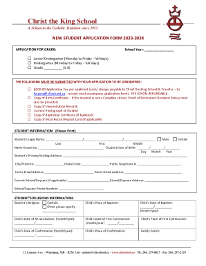 Fillable Online new student application form 2023-2024 Fax Email Print - pdfFiller