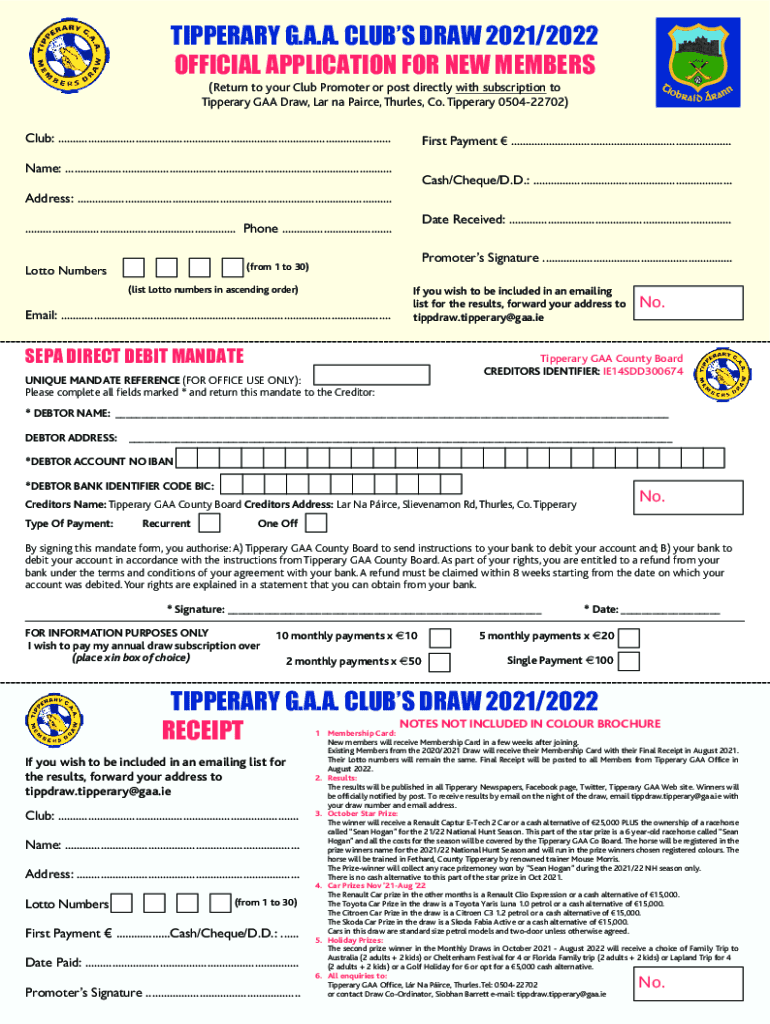 Fillable Online tipperary gaa Tipperary Clubs Draw - How Can I Join ...