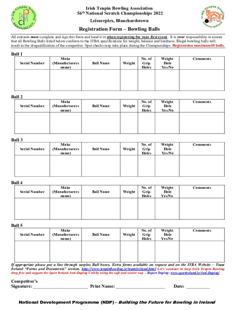Fillable Online Bowling Event Registration Form Template Fax Email ...
