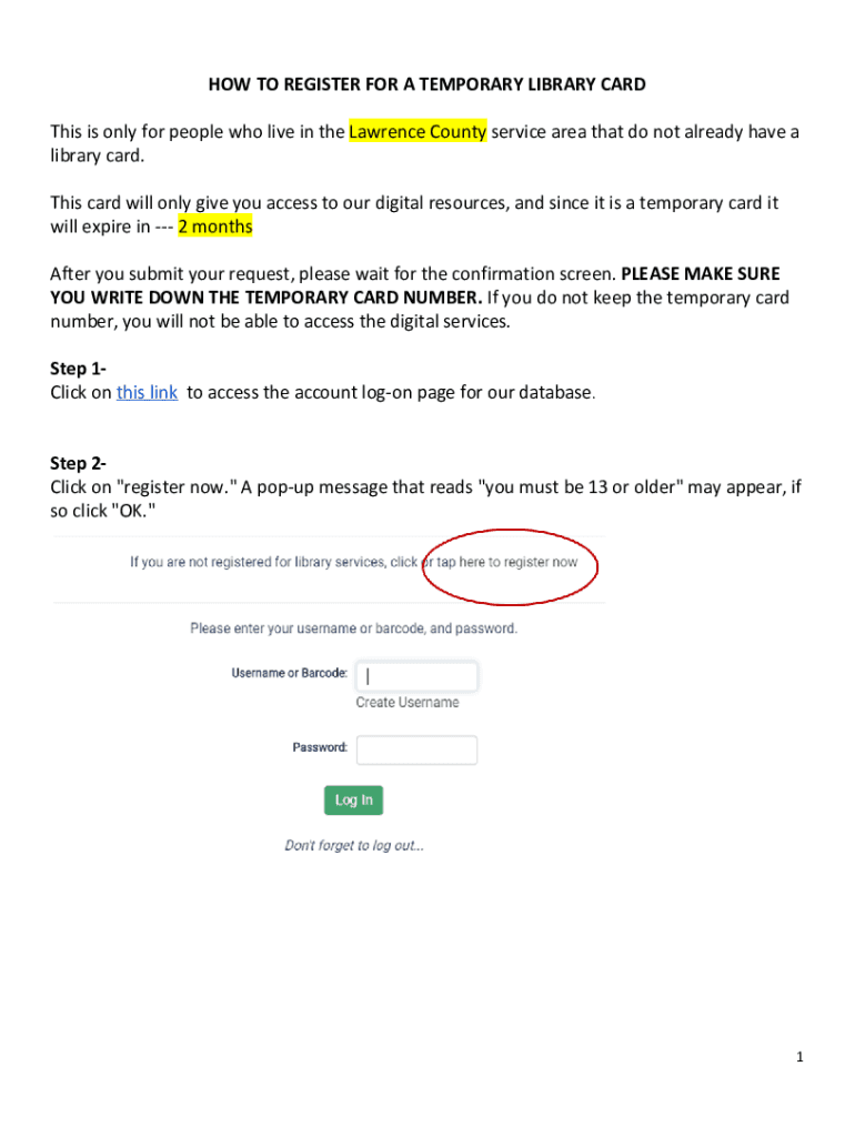 Fillable Online how to register for a temporary library card Fax Email ...