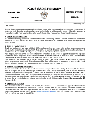 Fillable Online Koos Sadie Primary School ... Fax Email Print - pdfFiller