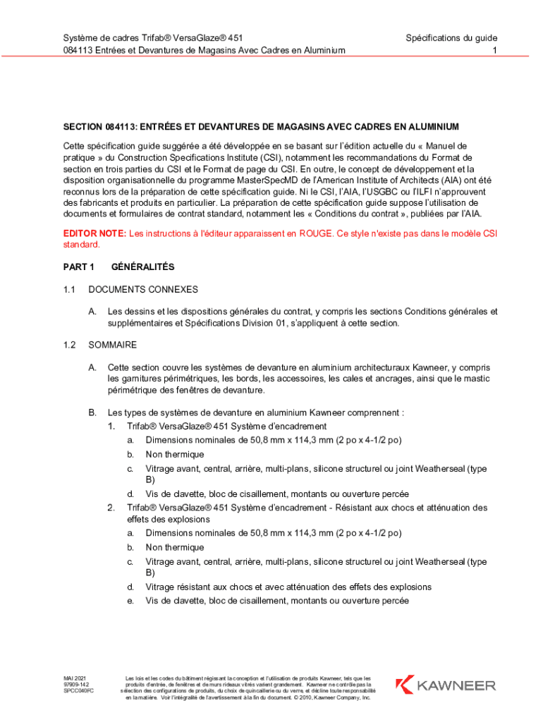 Remplissable En Ligne Trifab VersaGlaze 451 Framing System Guide ...