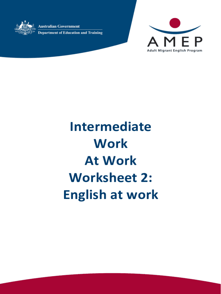 Fillable Online Intermediate Work At Work Worksheet 2: English at work ...