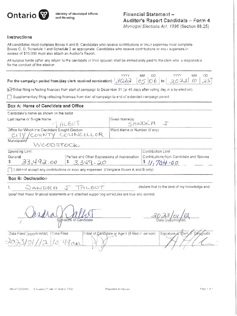 Fillable Online Financial Statement - Auditor's Report Candidate - Form ...