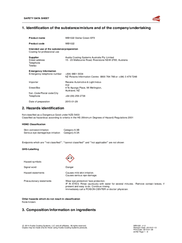 Fillable Online STELLAR MSDS Fax Email Print - pdfFiller