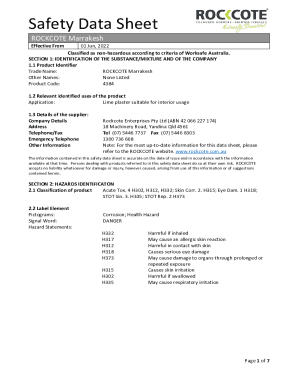 Fillable Online Hazardous according to Worksafe Australia criteria Fax ...