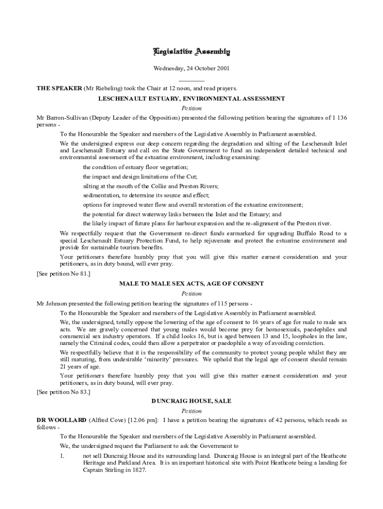 Fillable Online parliament wa gov Q. 1, Short EAF (Part 1) Legislative ...