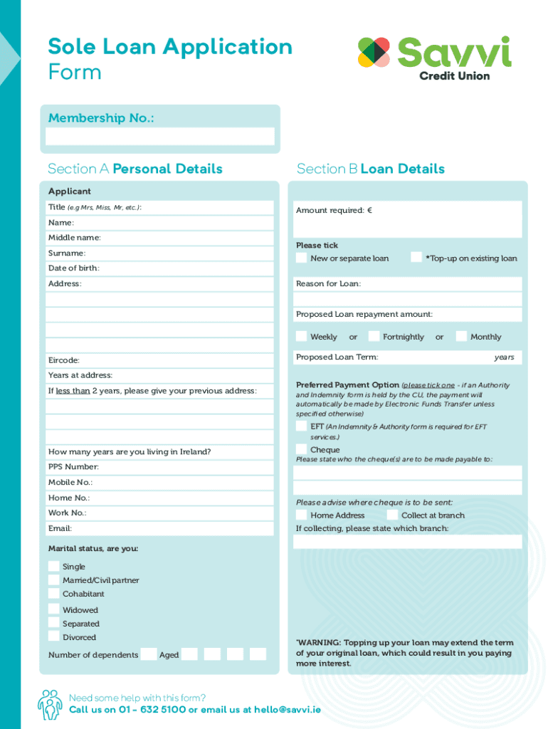 Fillable Online Sole Loan Application Form Fax Email Print - pdfFiller