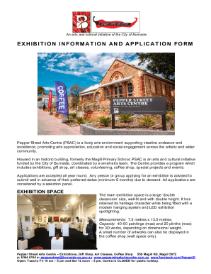 Fillable Online EXHIBITION INFORMATION AND APPLICATION FORM Fax Email ...