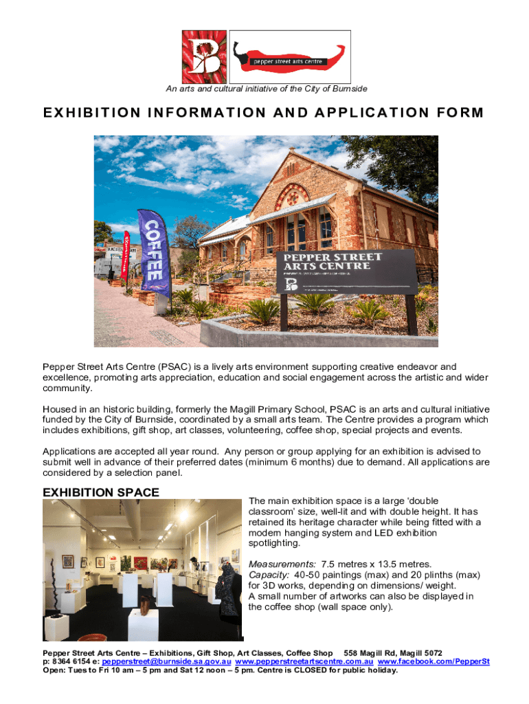 Fillable Online EXHIBITION INFORMATION AND APPLICATION FORM Fax Email ...