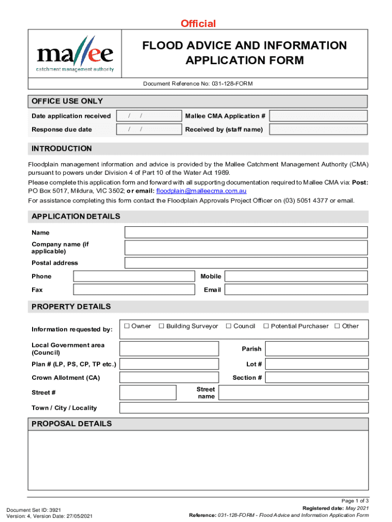 Fillable Online ECM3921v4CMA 128 FORM - Flood advice and information application form. CMA 128 ...