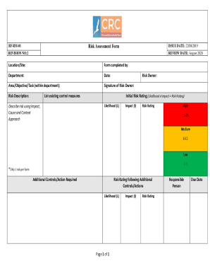 Fillable Online Plant General Risk Assessment Form Fax Email Print ...