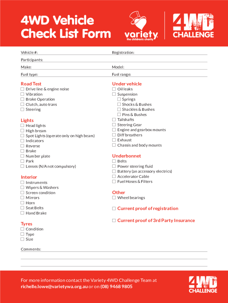 Fillable Online Free Printable Vehicle Inspection Form - FREE DOWNLOAD ...