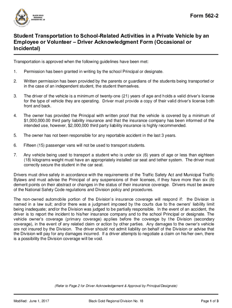 Fillable Online edms blackgold Form-562-2-Student-Transportation ...