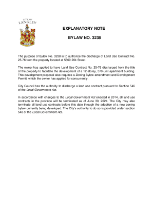 Fillable Online EXPLANATORY NOTE BYLAW NO. 3238 Fax Email Print - pdfFiller