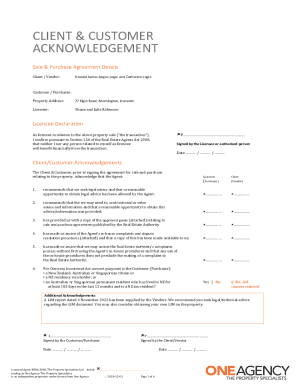 Fillable Online CLIENT & CUSTOMER ACKNOWLEDGEMENT - Team Robinson Fax ...