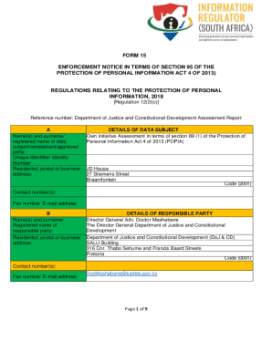 Fillable Online form 15 enforcement notice in terms of section 95 of ...