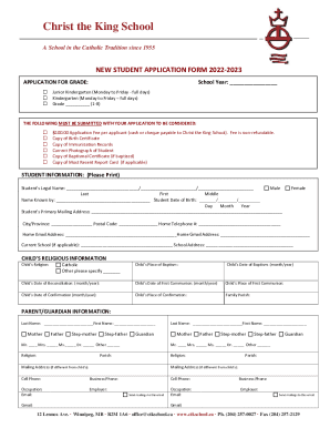Fillable Online new student application form 2022-2023 Fax Email Print - pdfFiller