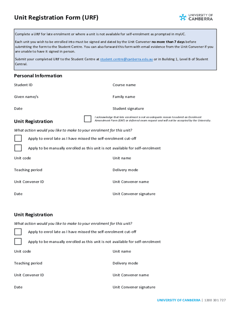 Fillable Online Unit Registration. Complete the manual unit ...