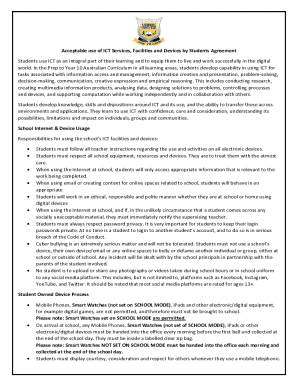 Fillable Online Acceptable use of ICT Services by Students Agreement ...