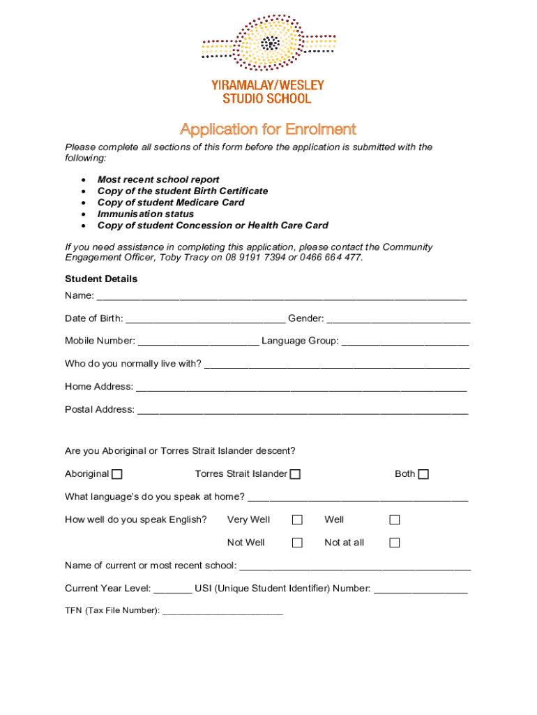 Fillable Online Enrollment InformationParents Fax Email Print - pdfFiller