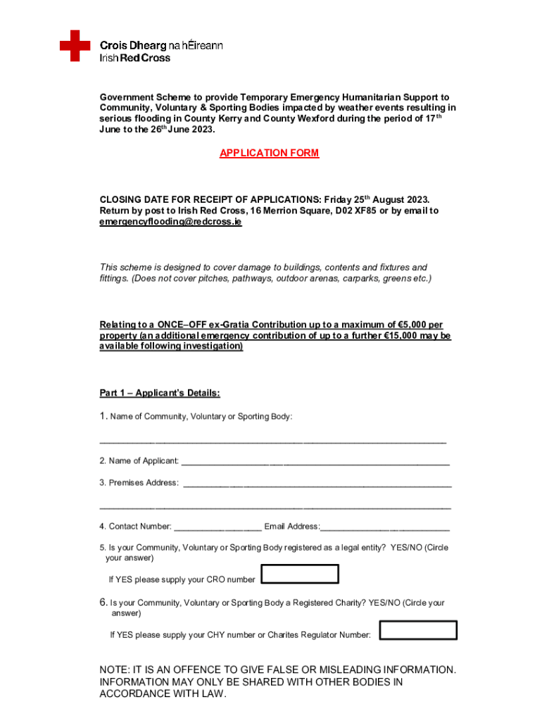 Fillable Online Minister opens Emergency Humanitarian Support Scheme ...