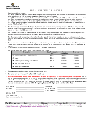 Fillable Online BOAT SLIP/STORAGE LICENSE AGREEMENT TERMS AND ... Fax ...