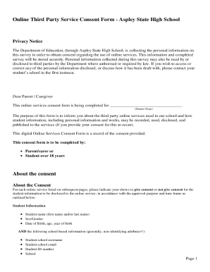 Fillable Online aspleyshs eq edu Online Third Party Service Consent Form Fax Email Print - pdfFiller