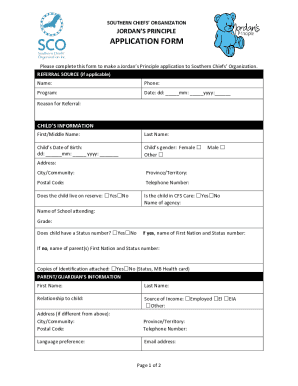 Fillable Online scoinc mb jordan's principle - application form Fax ...
