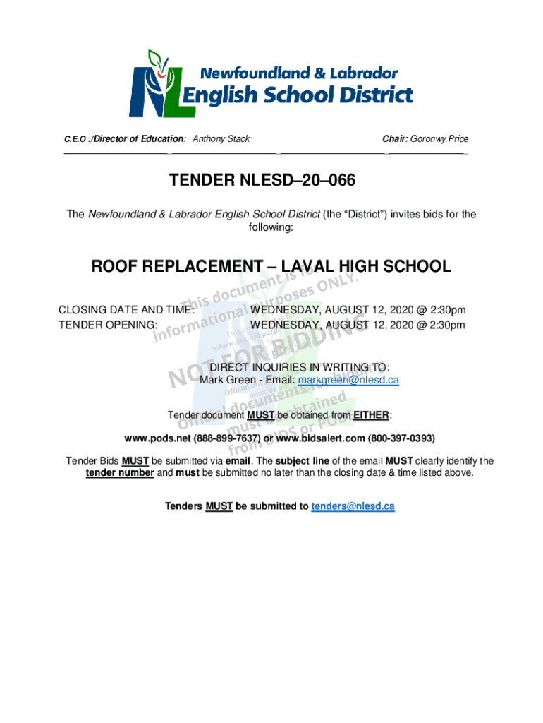 Fillable Online Tender No: NLESD-CR-18-065 Regular Transportation ...