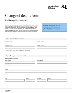 Fillable Online Change of details form - For Managed Funds investors ...