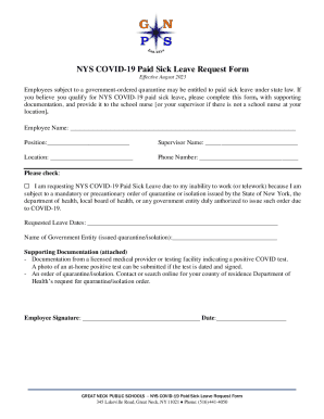 Fillable Online NYS Covid Paid Leave Request Form Fax Email Print ...