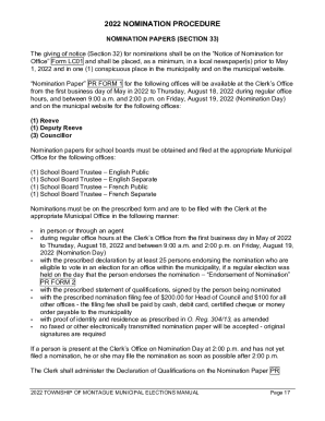 Fillable Online Municipal Election Nomination Procedure Fax Email Print - pdfFiller