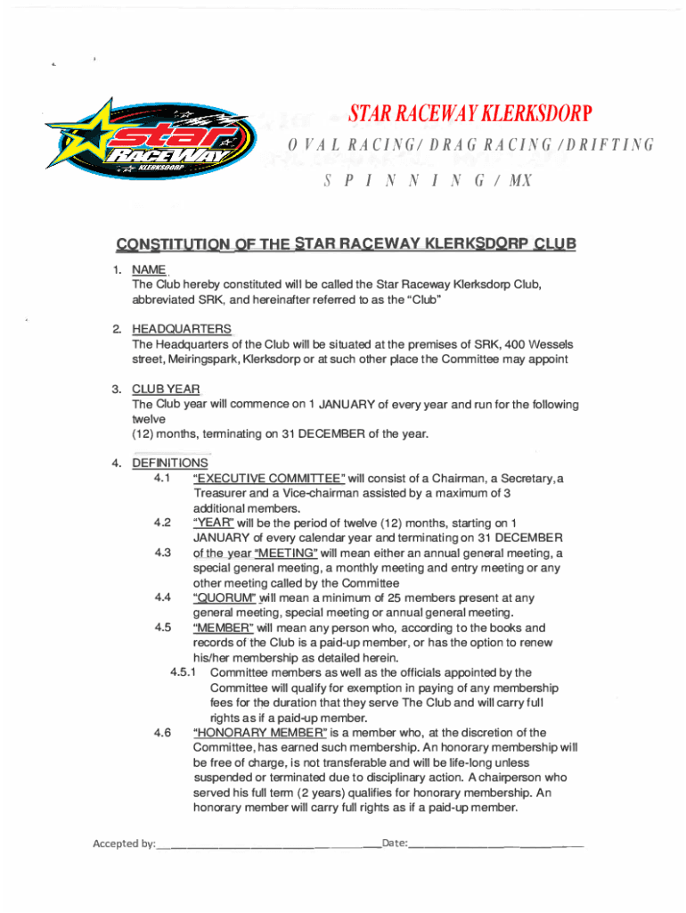 Fillable Online STAR RACEWAY KLERKSDORP Fax Email Print - pdfFiller