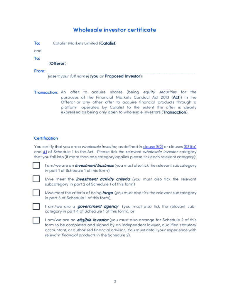 Fillable Online wholesale investor certificatekindrik.co.nz Fax Email ...